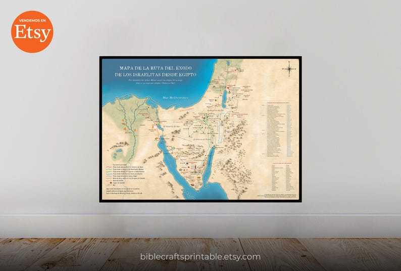 Exodus Route Map, Israelite Journey, Bible Printable (instant Download ...