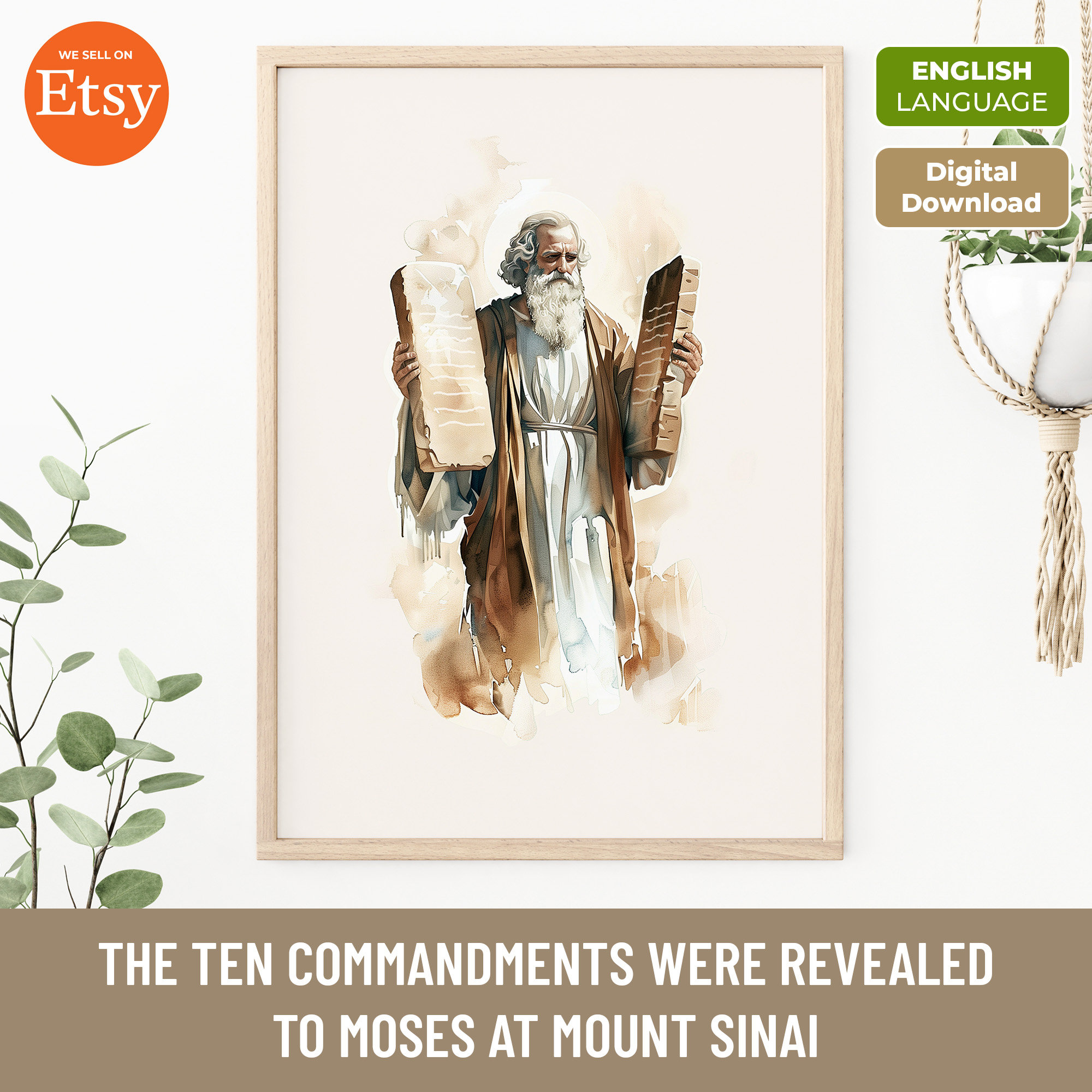 Moses and the Ten Commandments Canvas Wall Art Poster Modern Minimalist ...