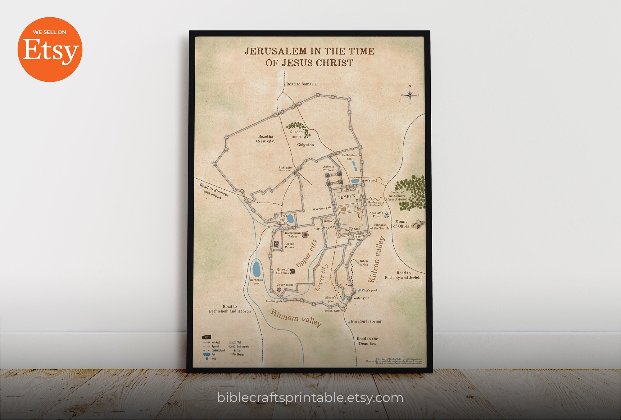 Map of Jerusalem in the Time of Jesus Christ Printable Bible Maps for ...