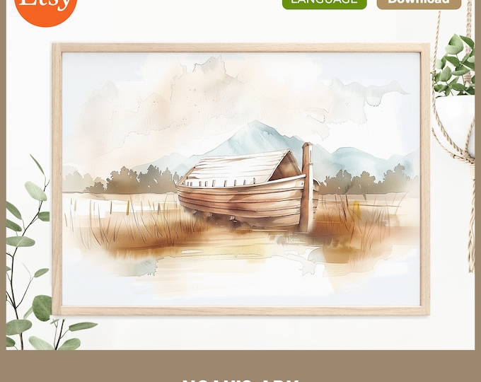 Noah's Ark Holy Modern Bible Scene Canvas Wall Art Poster Birthday Gift ...
