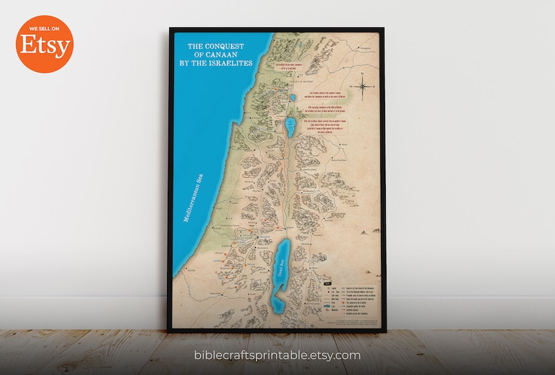Conquest of Canaan Map: Joshua's Battles, Promised Land (instant ...