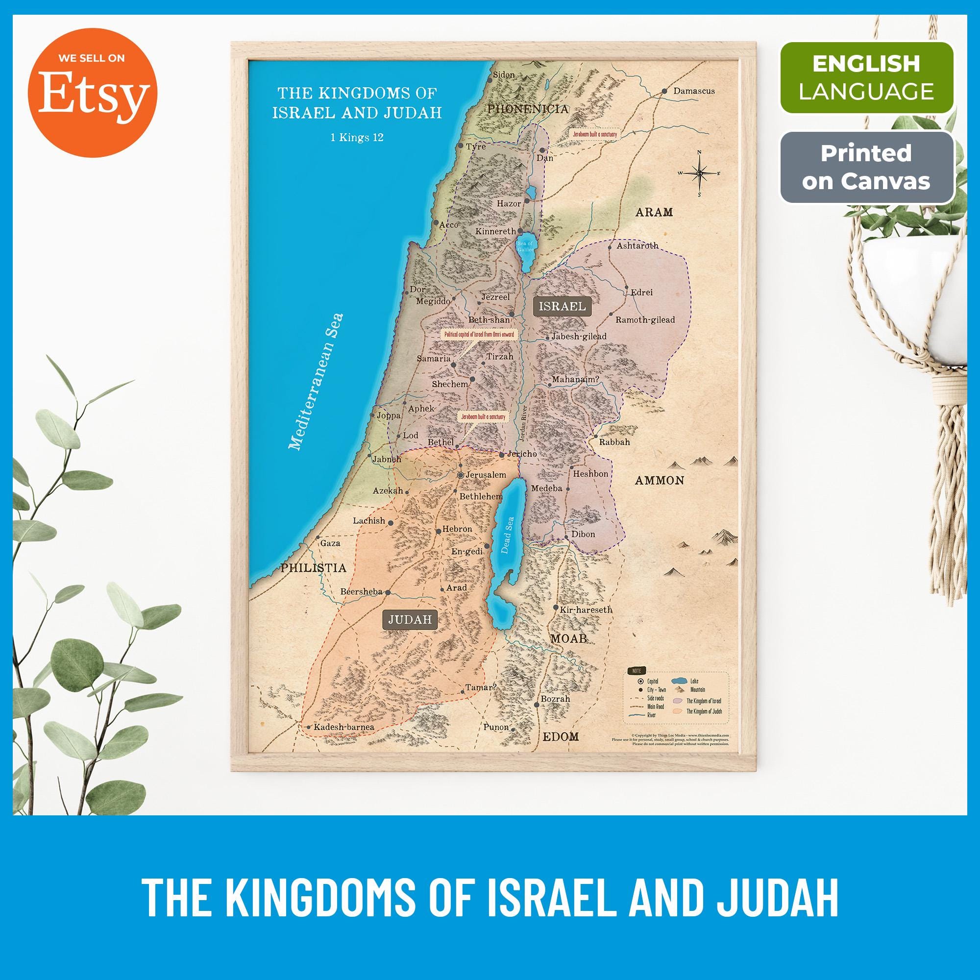 Kingdoms of Israel & Judah Map: Old Testament Canvas Print - Etsy