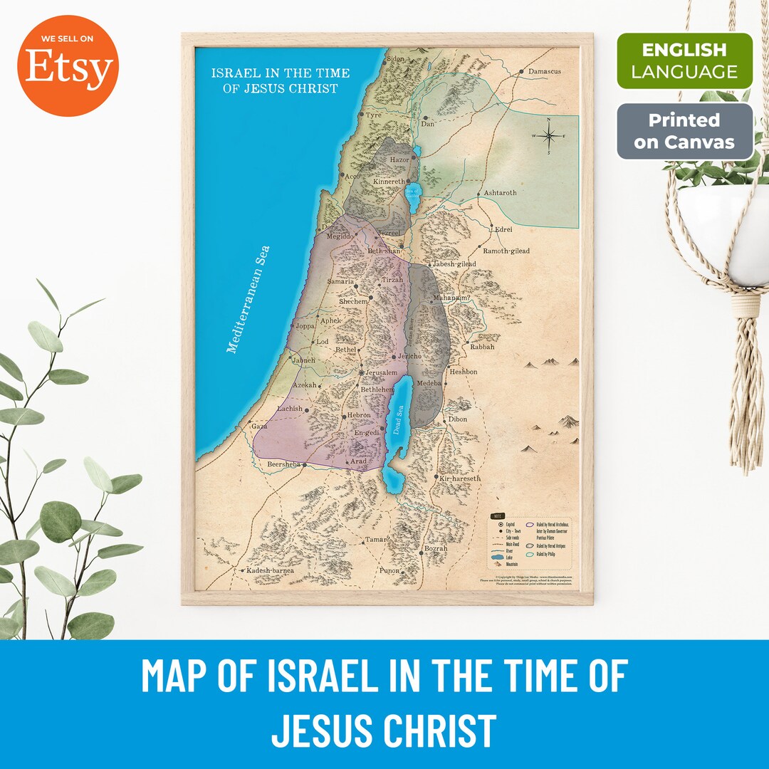 Map of Israel in the Time of Jesus Christ, Bible Map printed on Canvas ...