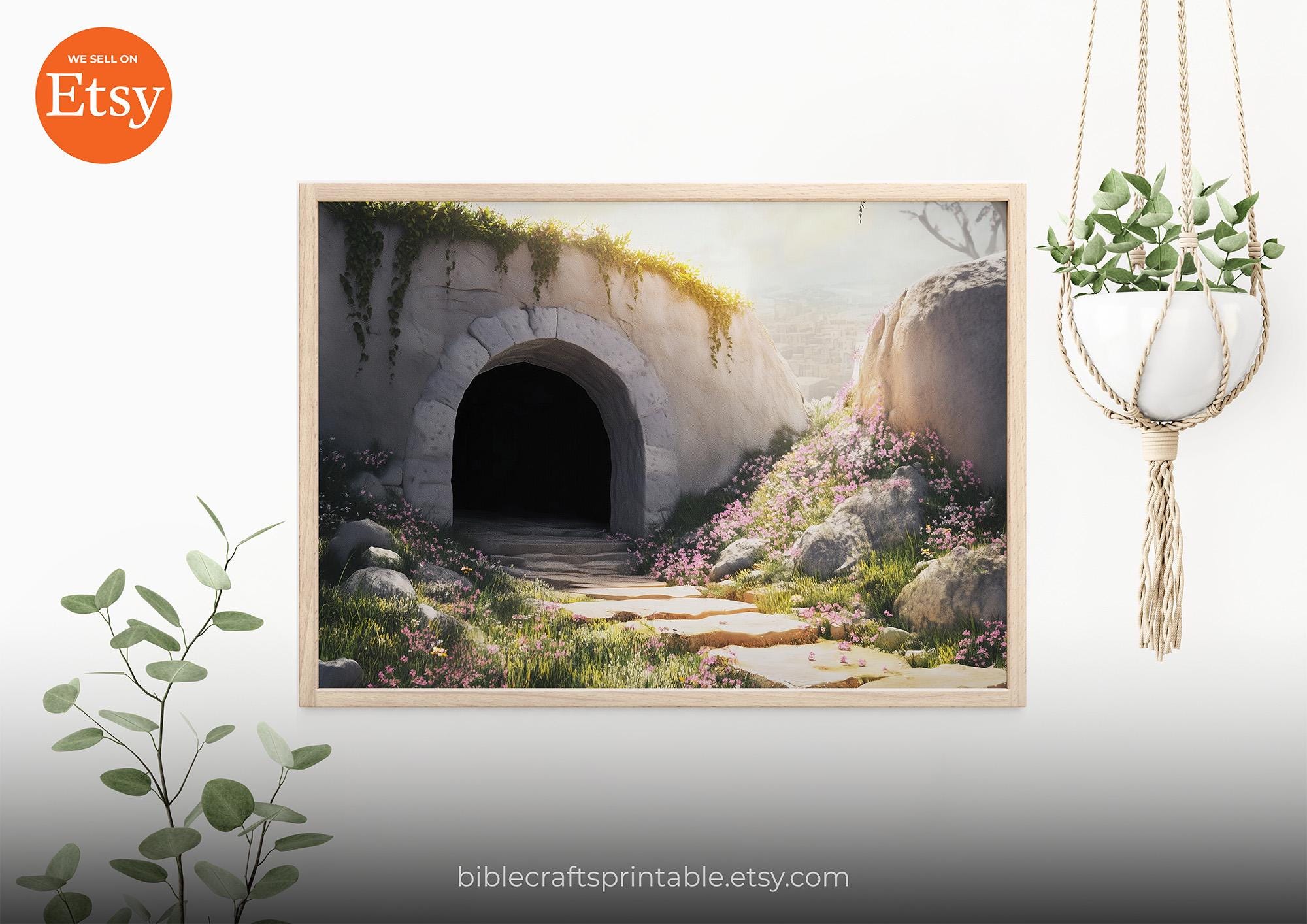 Jesus Empty Tomb Print: He is Risen Easter Decor (digital Download) - Etsy