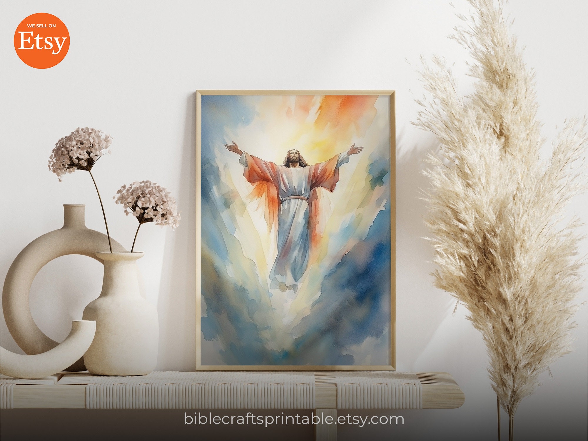 Ascension of Jesus Christ, Jesus Print, Christian Boho, Wall Art and ...