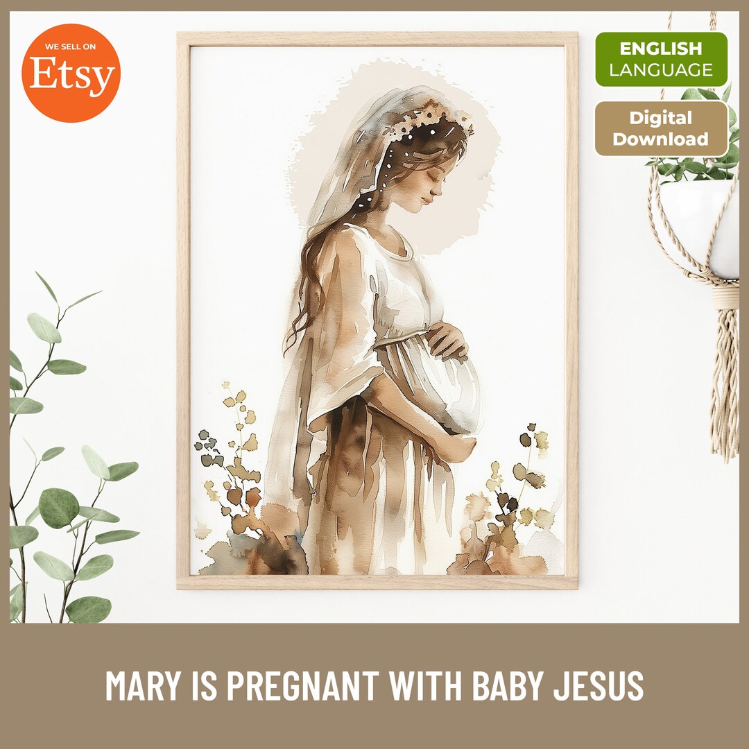 Mary is Pregnant With Baby Jesus Canvas Wall Art Poster Modern ...