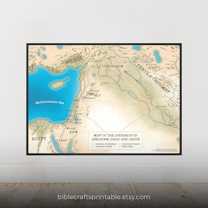 Abraham, Isaac & Jacob Map: Old Testament Journeys, Christian Wall Art ...