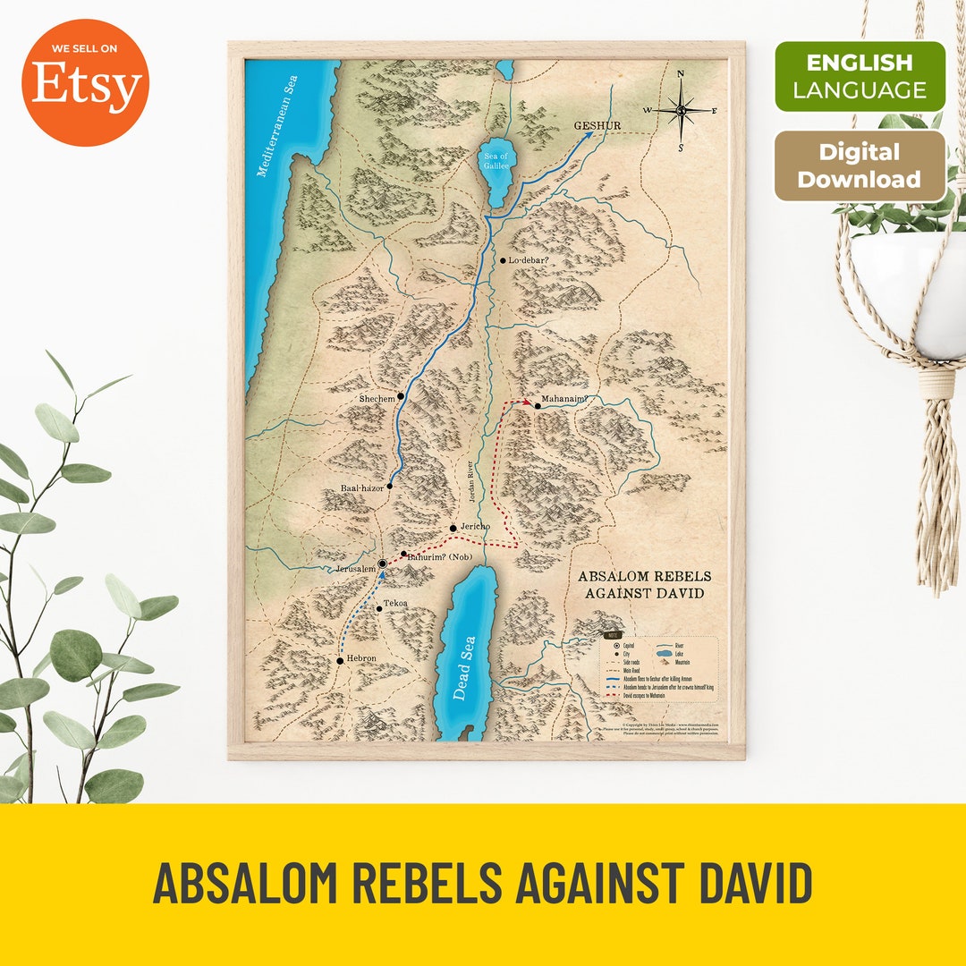 Absalom Rebels Against David, Bible Map Instant Download - Etsy