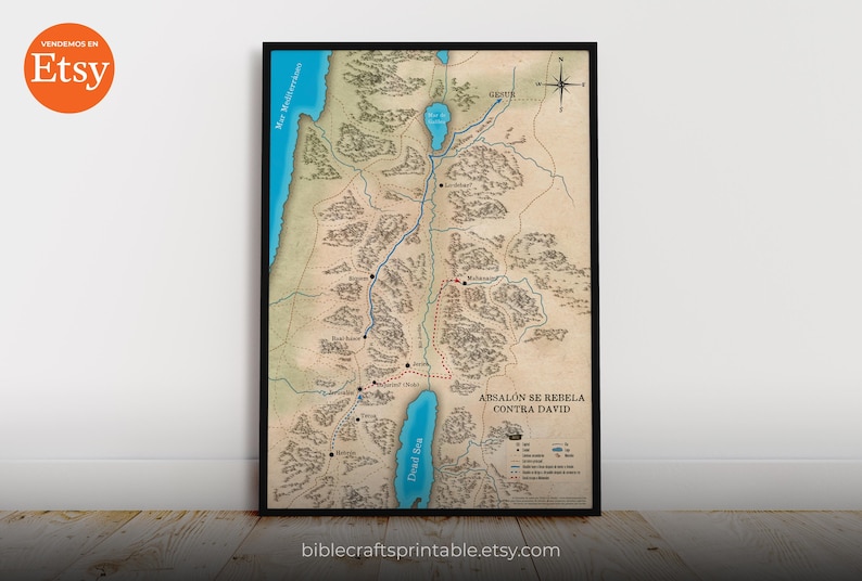 Absalom's Rebellion Bible Map: King David's Journey (digital Download ...