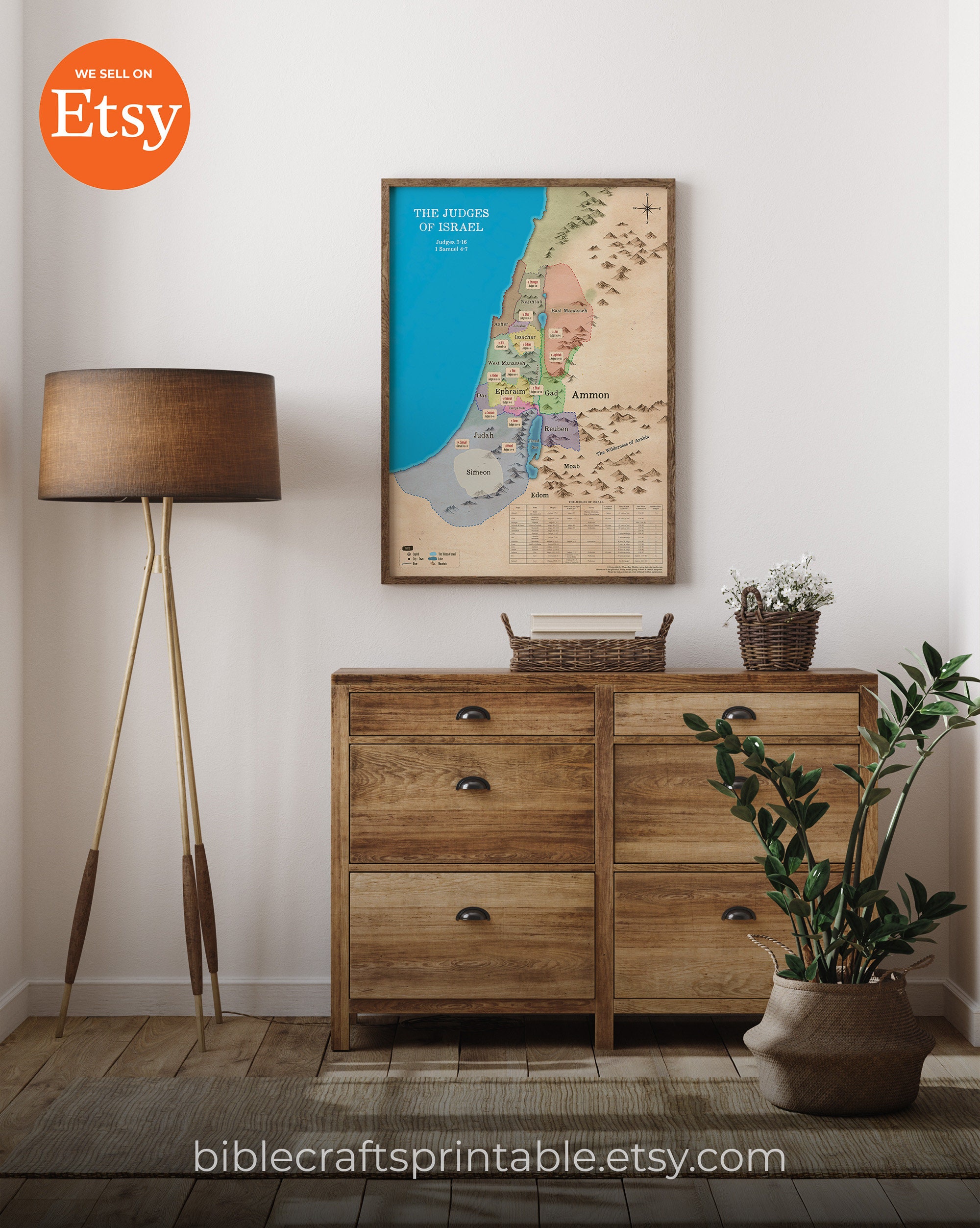 Judges of Israel Map: Old Testament Bible Study, Christian Wall Art - Etsy