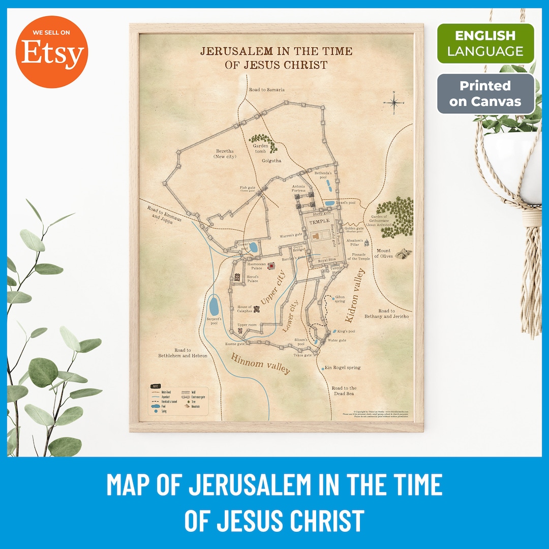 Jerusalem Map in the Time of Jesus: Bible Study Canvas Print - Etsy