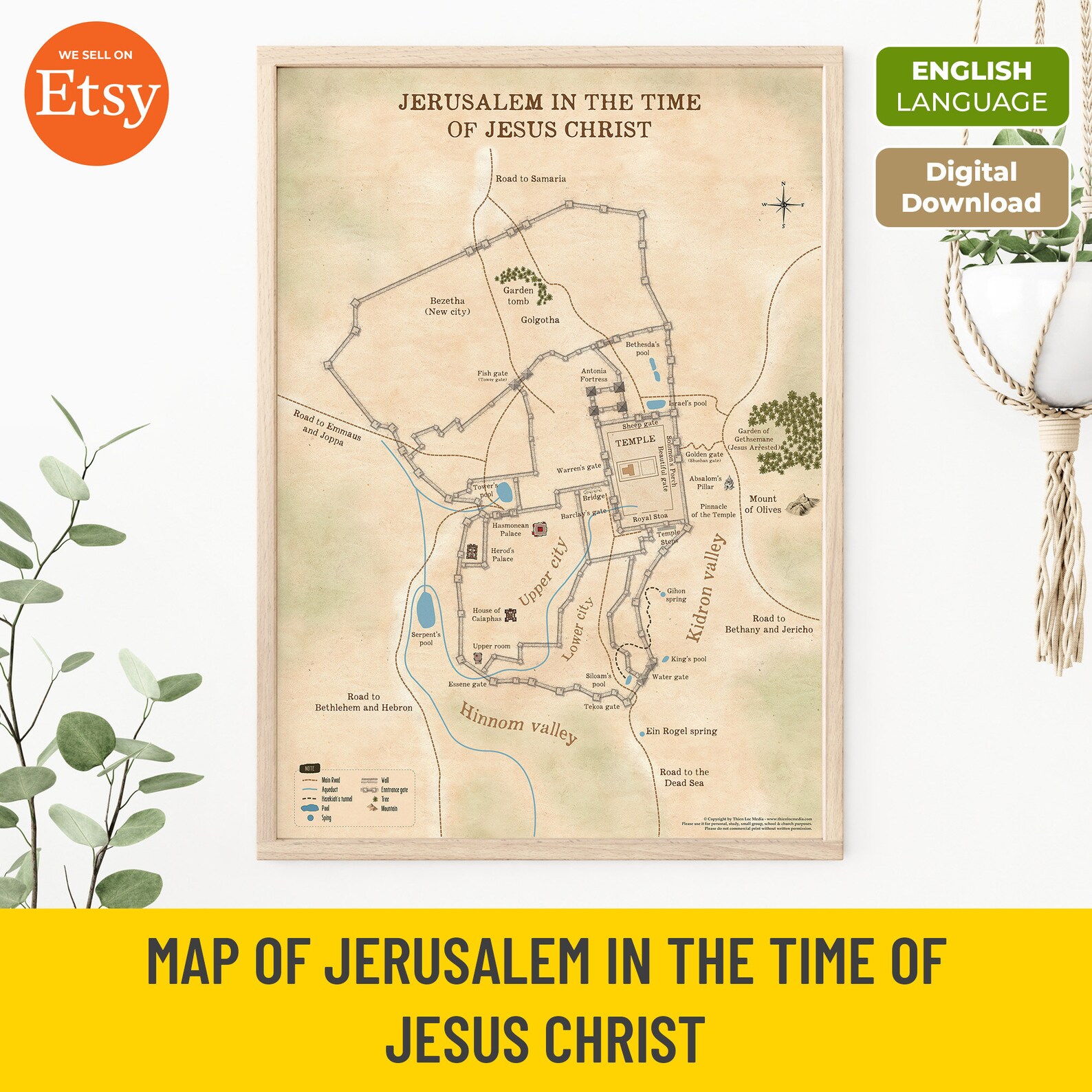 Map of Jerusalem in the Time of Jesus Christ, Bible Maps, download ...