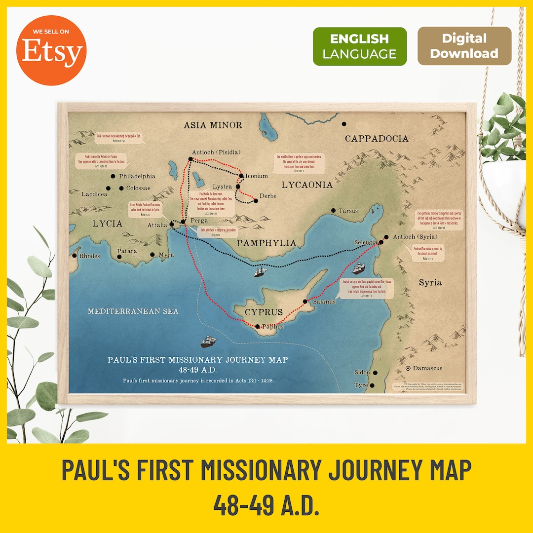 Paul's First Missionary Journey Map: Bible Study Printable (digital Download) - Etsy