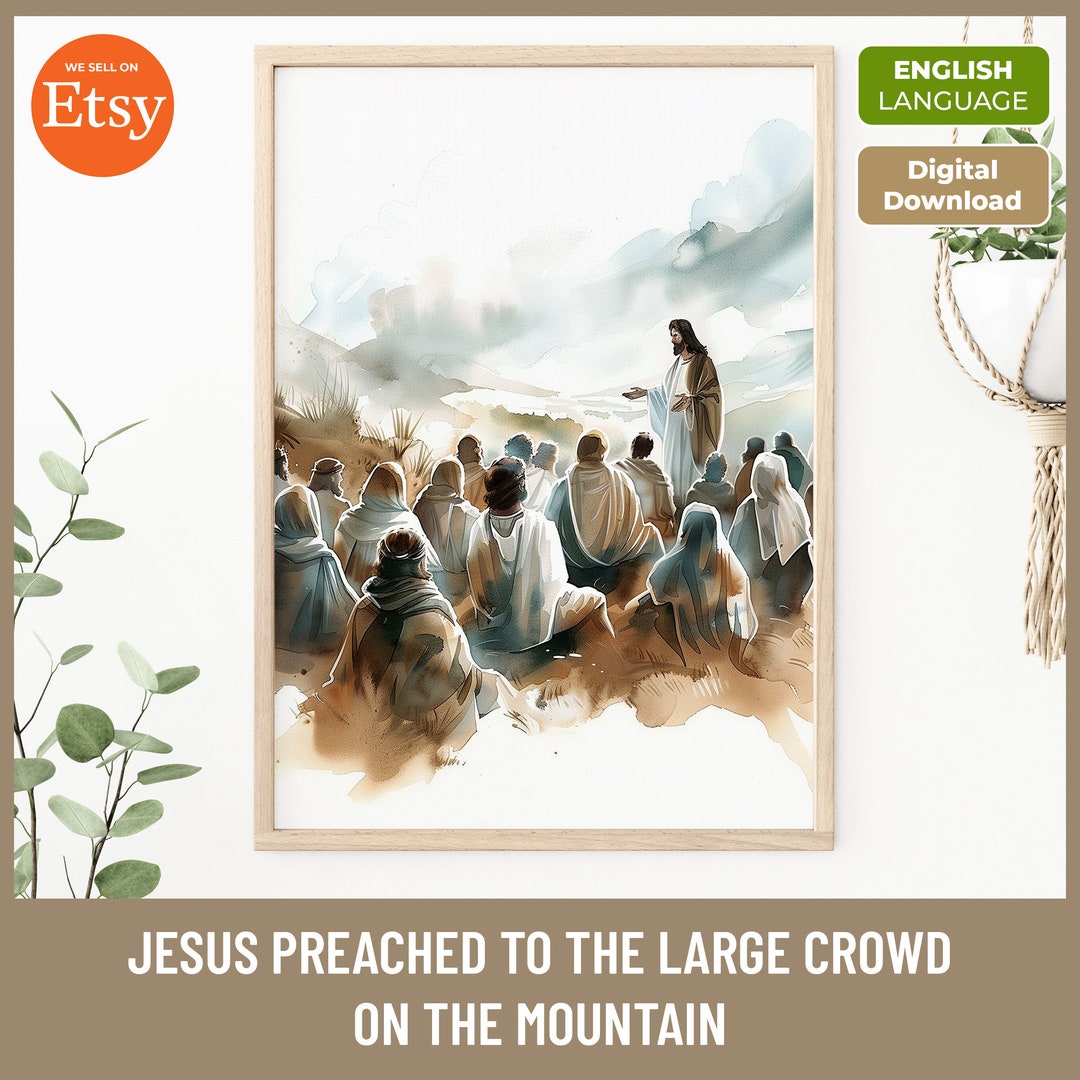 Jesus Preaching to the Crowd Wall Art, Sermon on the Mount Canvas Print ...