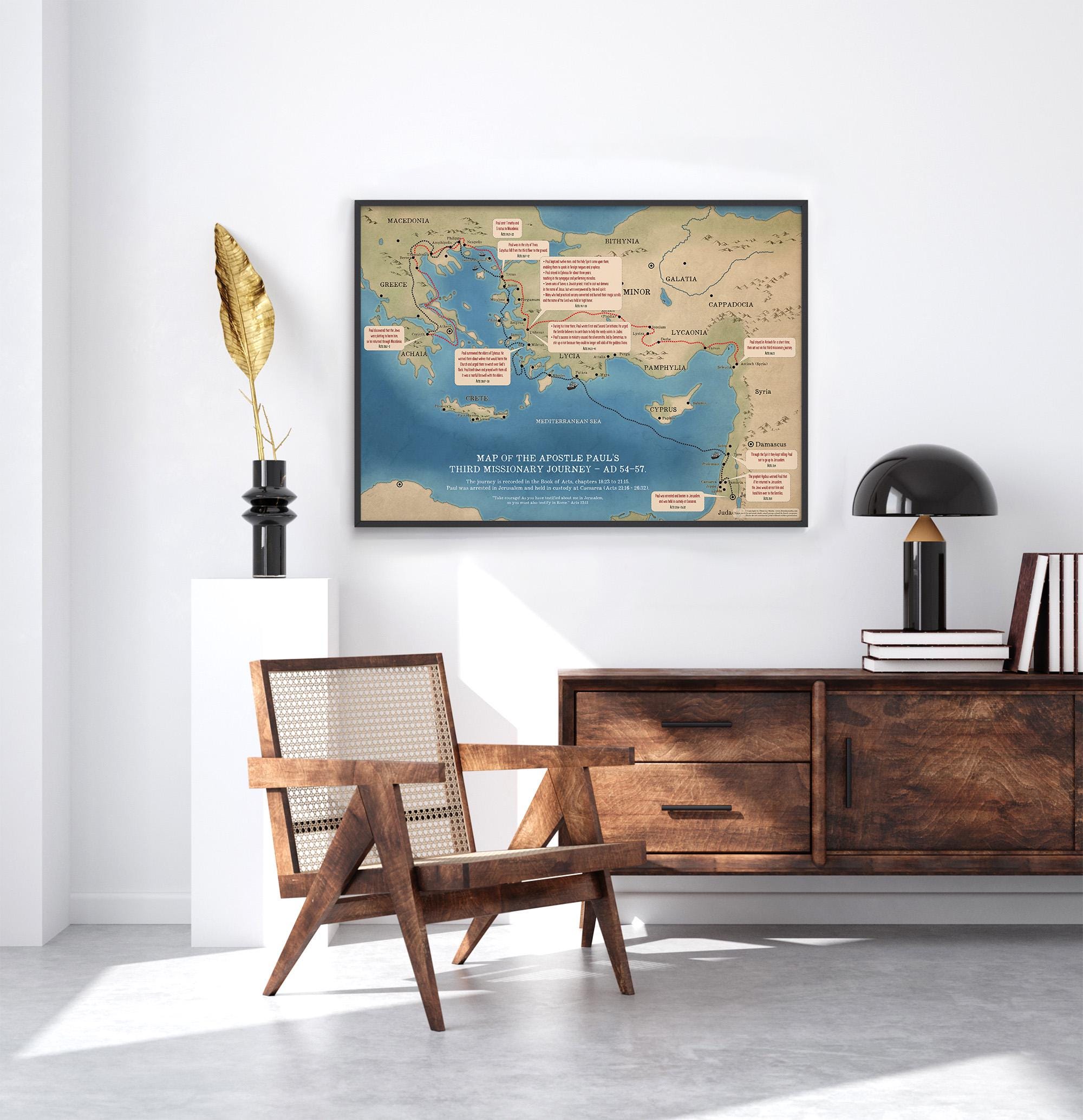 Paul’s Third Missionary Journey Map, Printable Bible Map, Apostle Paul ...