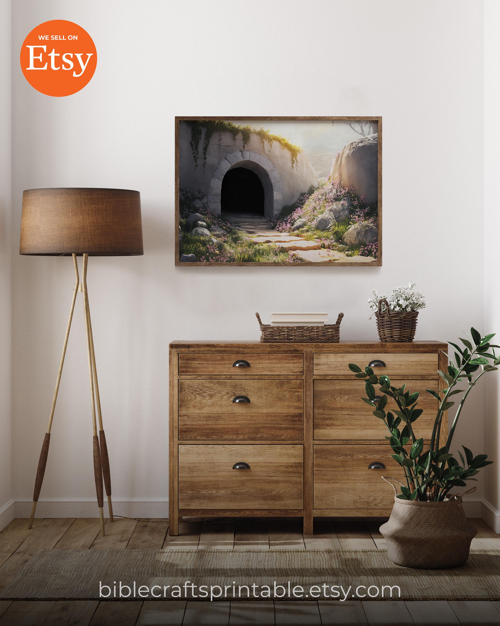 Jesus Empty Tomb Print: He is Risen Easter Decor (digital Download) - Etsy