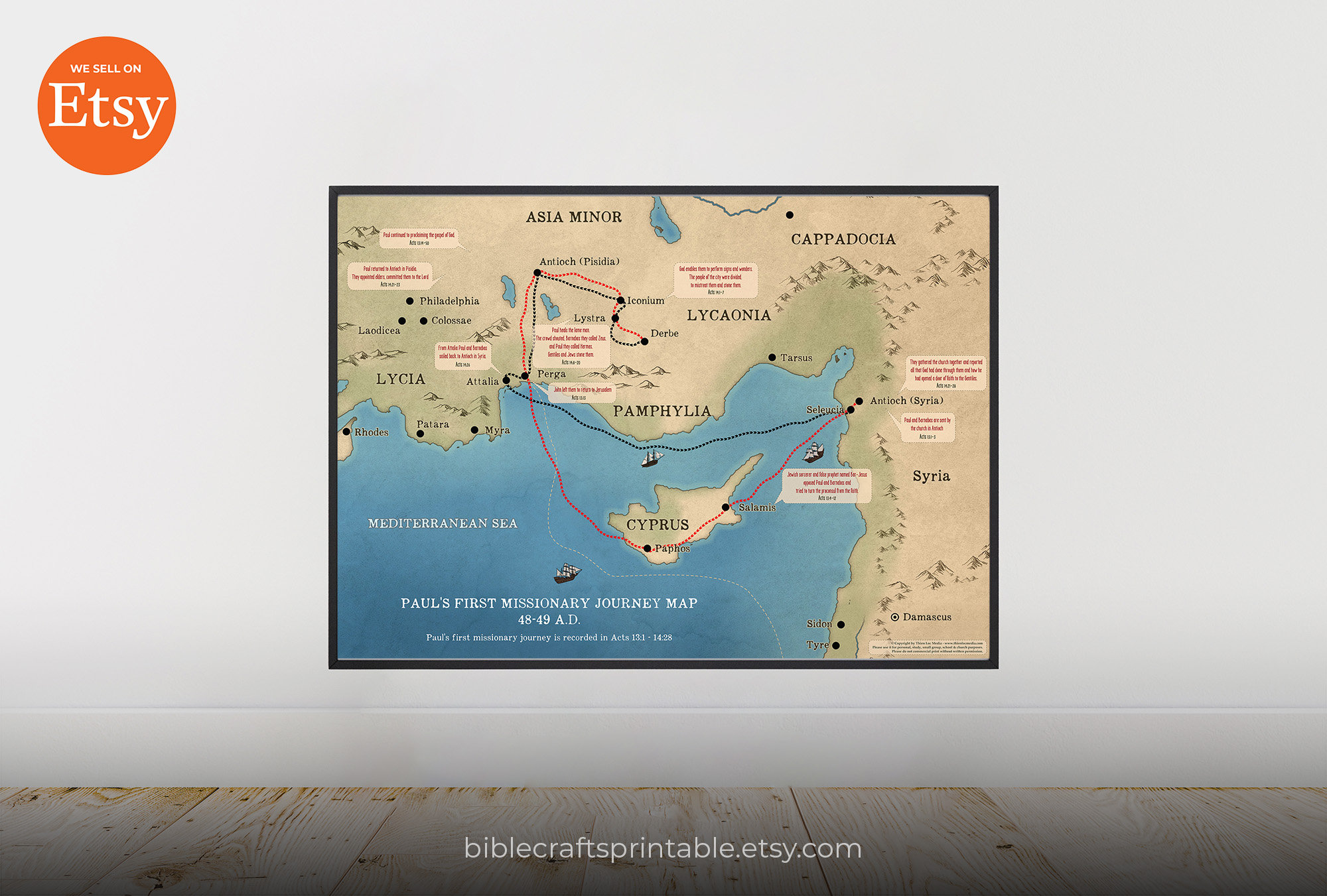 Paul's First Missionary Journey Map: Bible Study Printable (digital ...
