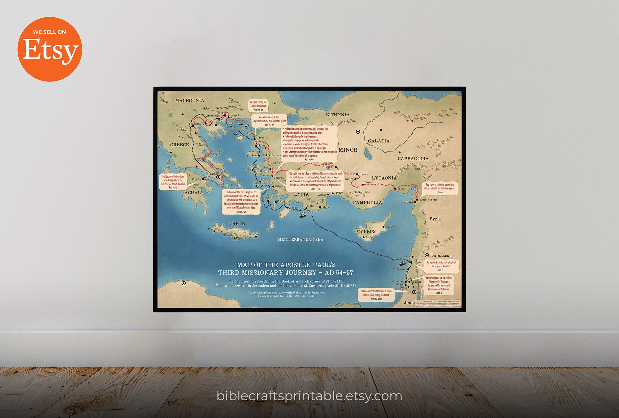 Paul's Third Missionary Journey Map: Bible Study Print (digital ...