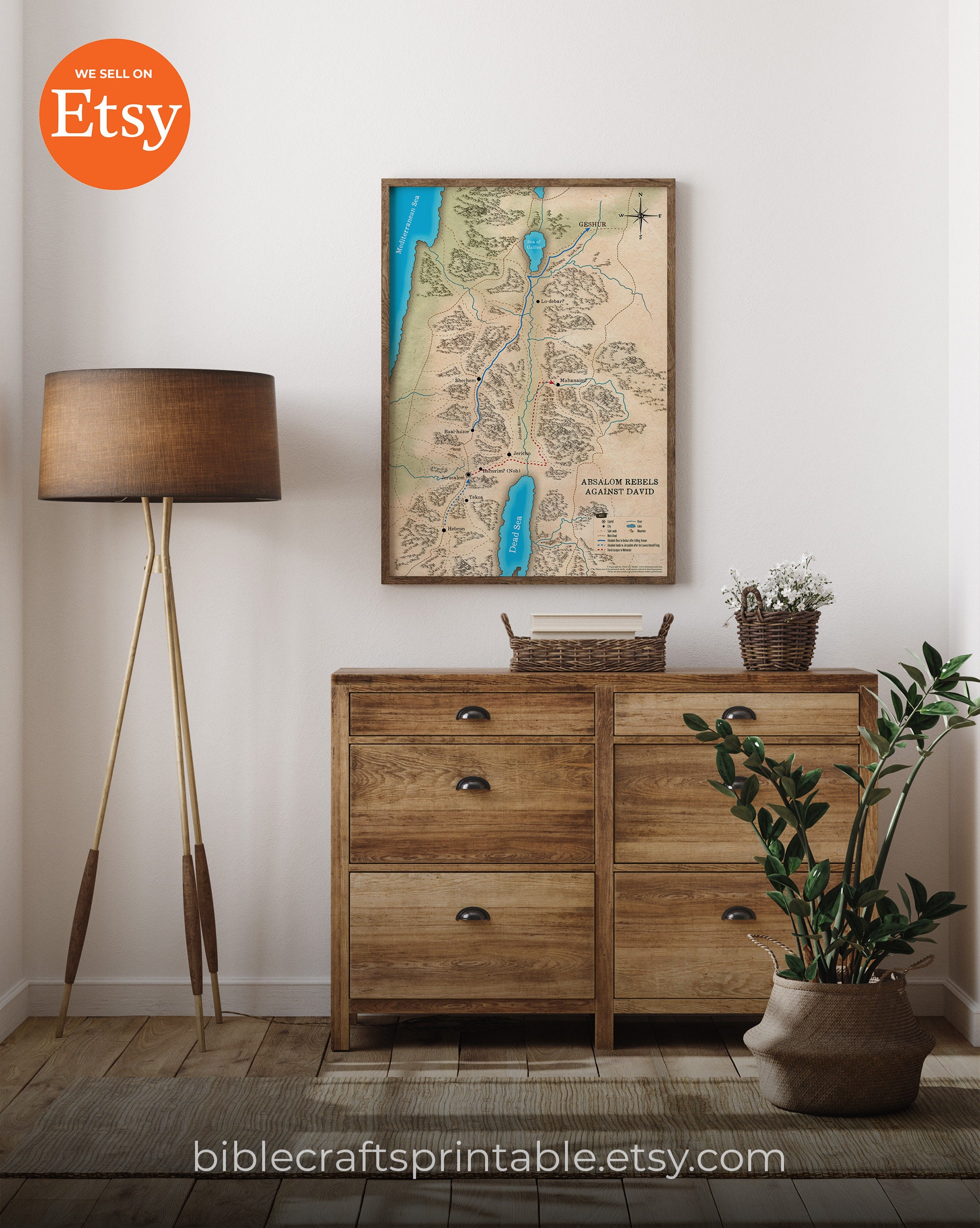 Absalom's Rebellion Map: King David's Battles, Old Testament Canvas ...