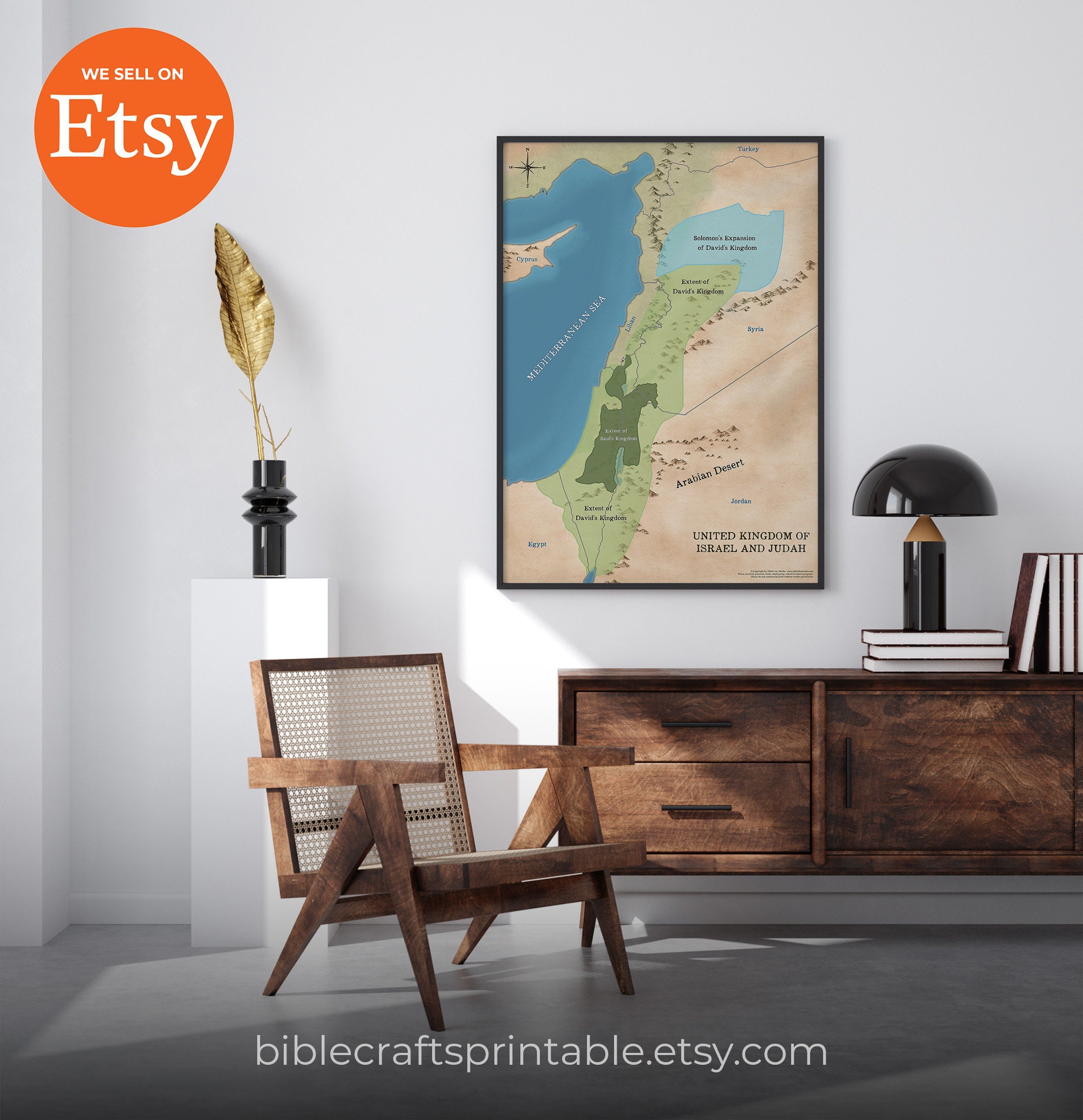 United Kingdom of Israel Judah Map, Printable Bible Map, King David ...