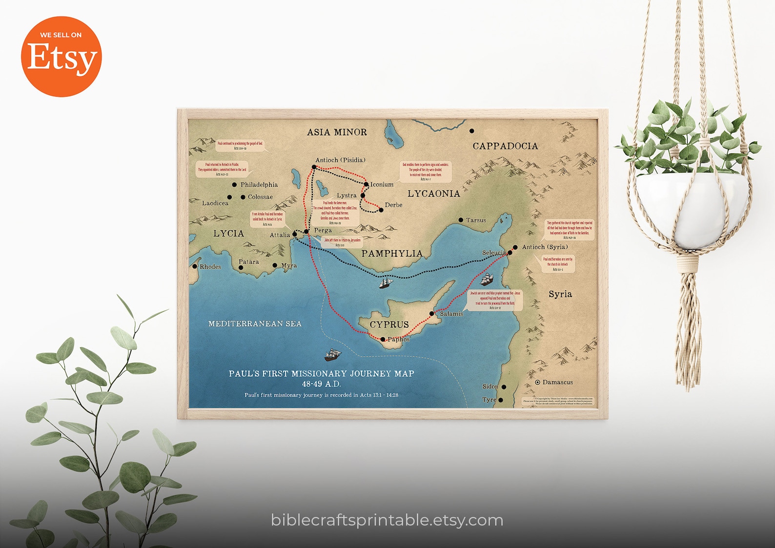 Paul's First Missionary Journey Map: Bible Study Printable (digital ...