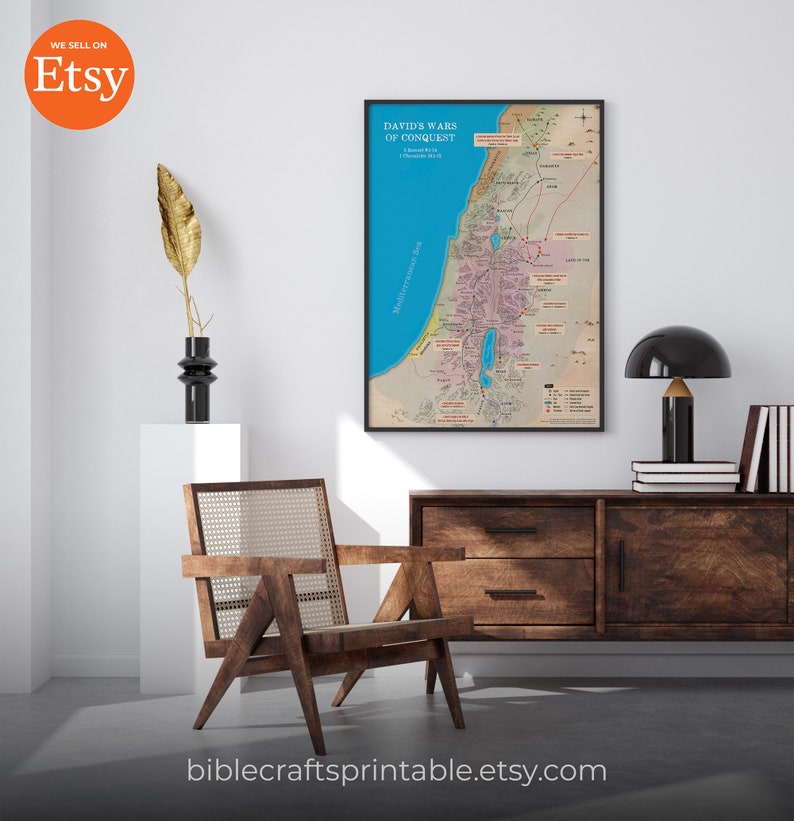 David’s Wars of Conquest Map, Printable Bible Map, King David’s Battles ...