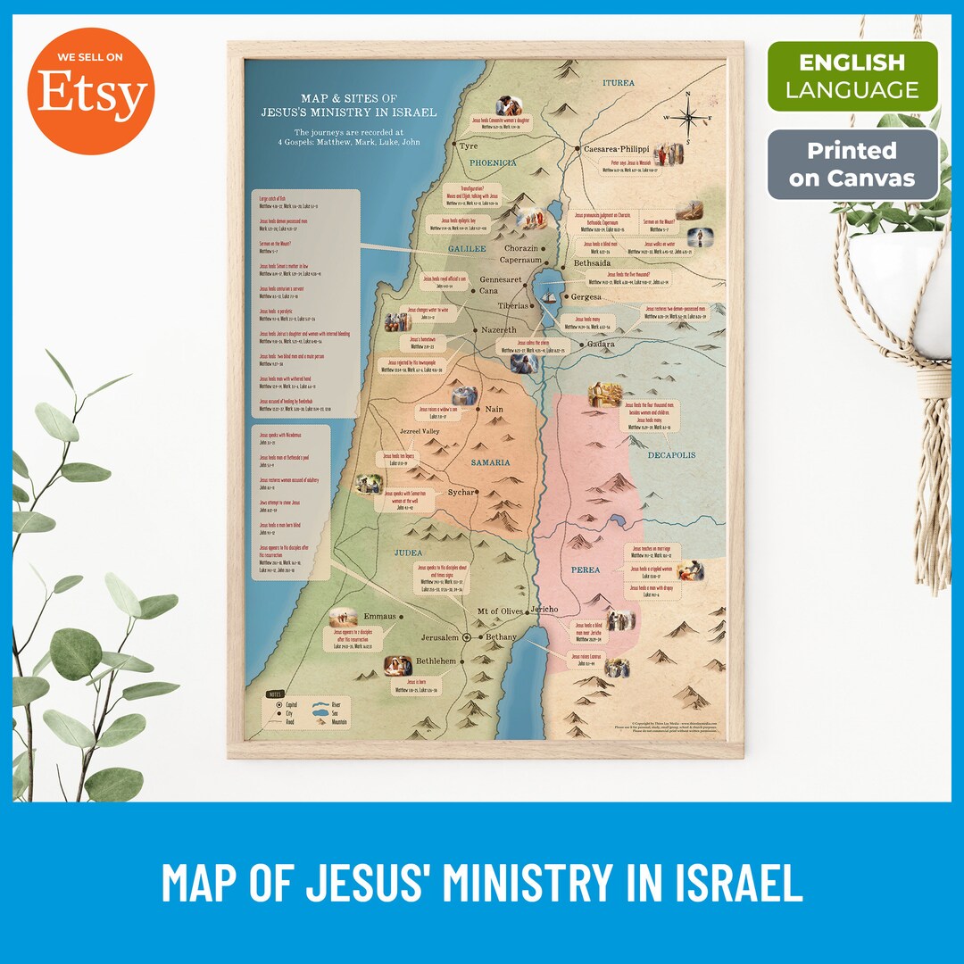 Map of Jesus Ministry in Israel Printable Printable Bible Maps for ...