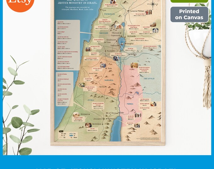 DIGITAL DOWNLOAD Map of Israel (the Holy Land in Jesus' Time) Holy Land ...