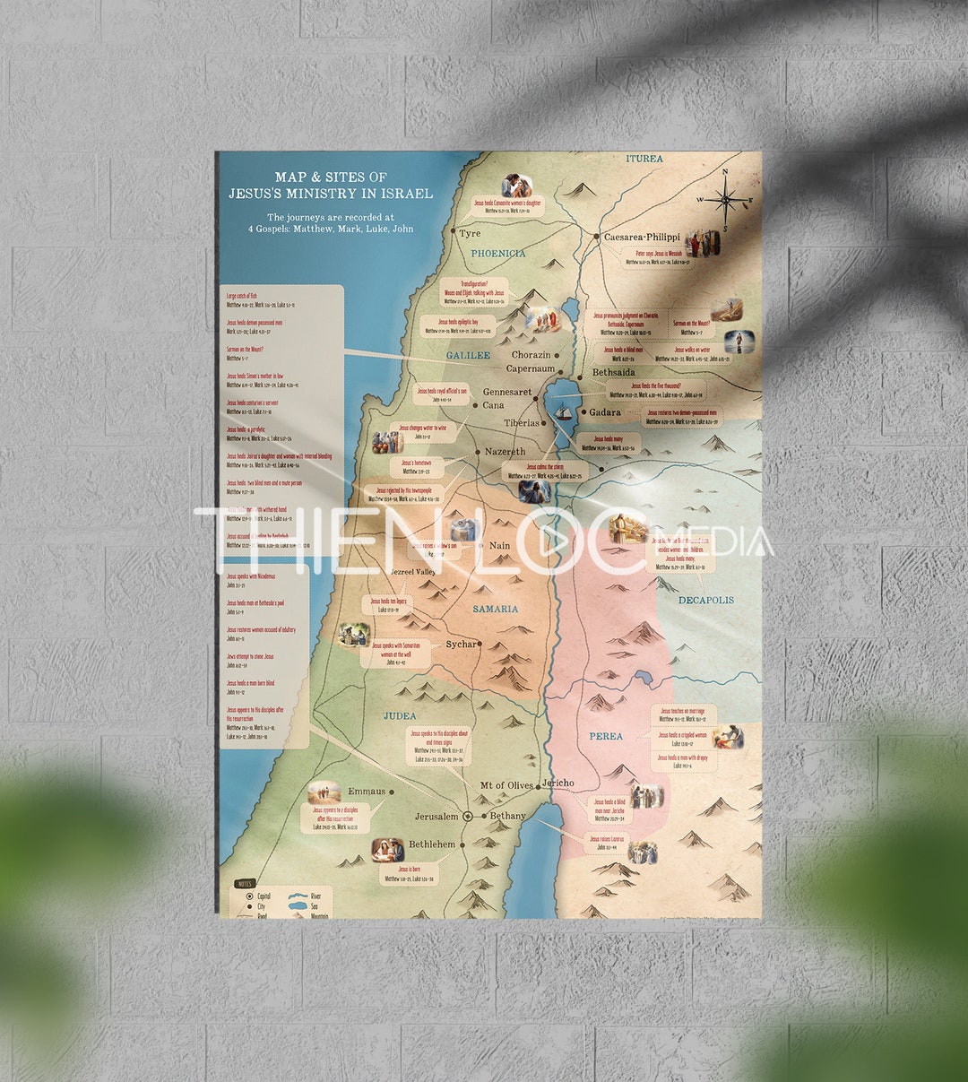 Map of Jesus' Ministry in Israel download Printable - Etsy Canada