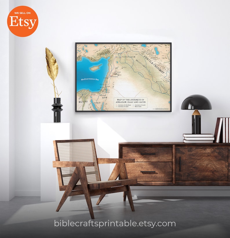 Mapa de los viajes de Abraham, Isaac y Jacob Mapas bíblicos imprimibles ...