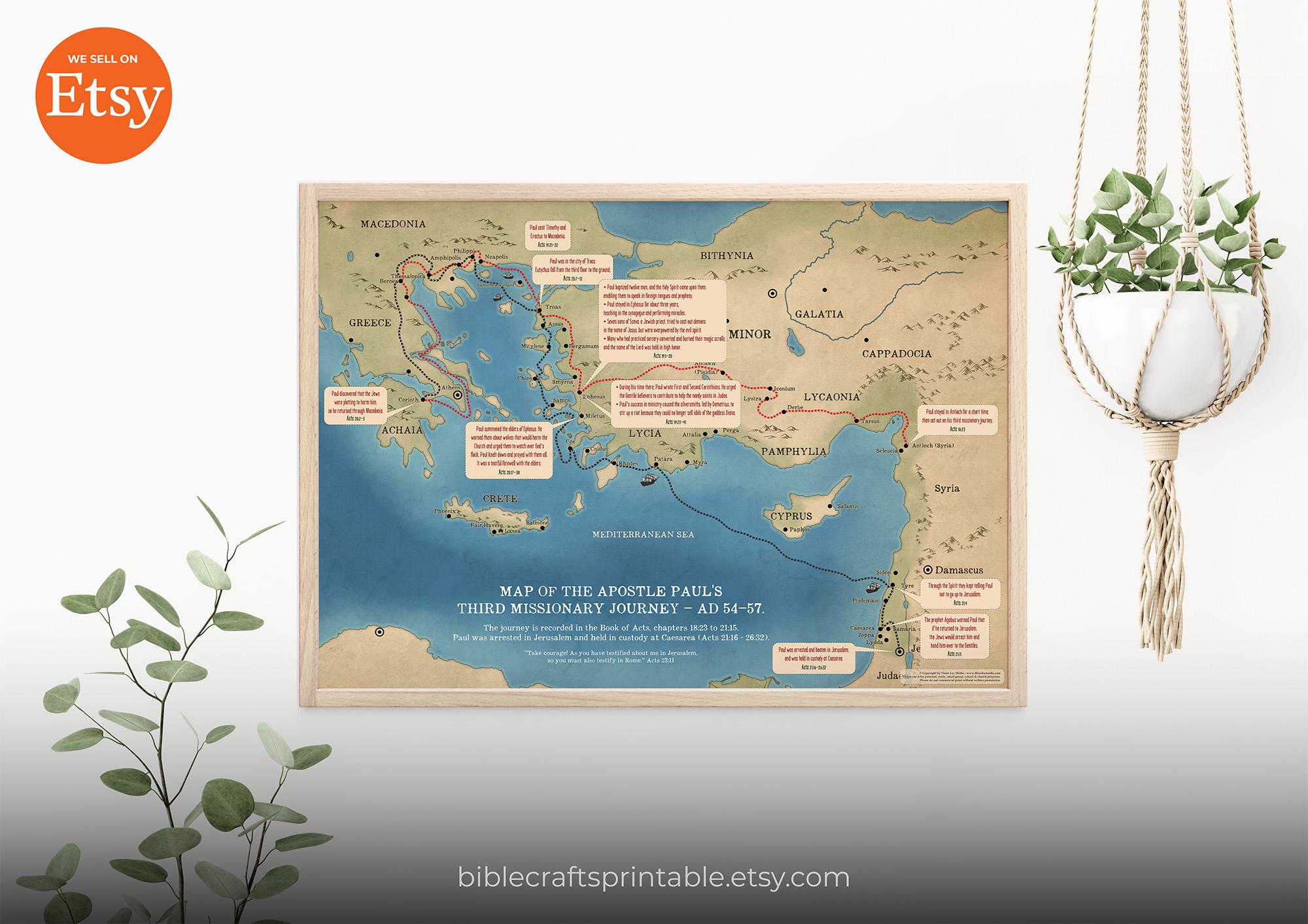 Paul's Third Missionary Journey Map: Bible Study Print (digital ...