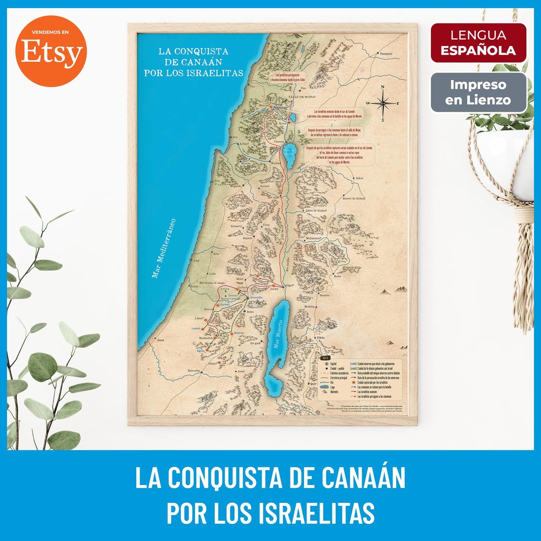 Israelites' Conquest of Canaan Map: Old Testament Bible Battles ...