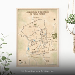 Map of Jerusalem in the Time of Jesus, Printable Bible Map, Holy Land ...