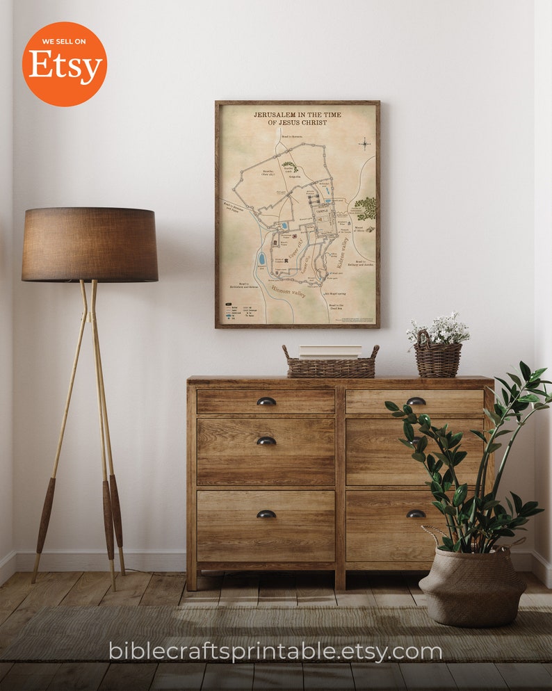Map of Jerusalem in the Time of Jesus, Printable Bible Map, New ...