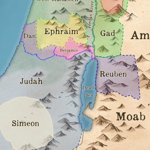 Tribal Allotment of 12 Tribes of Israel Levi Excluded, Bible Maps ...