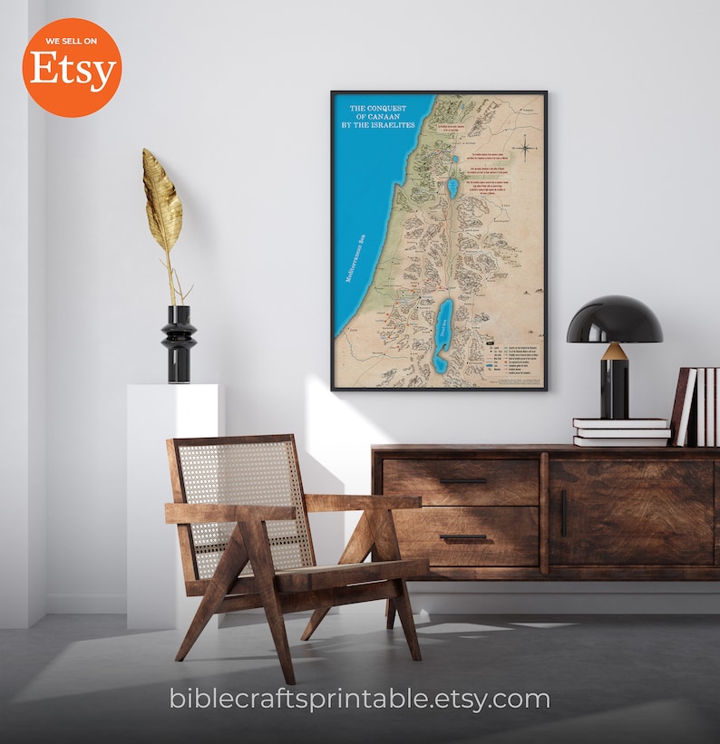 Conquest of Canaan Map: Joshua's Battles, Promised Land (instant ...