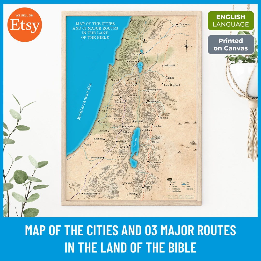 Bible Land Map Print: Ancient Roads & Cities, Old Testament Wall Art - Etsy