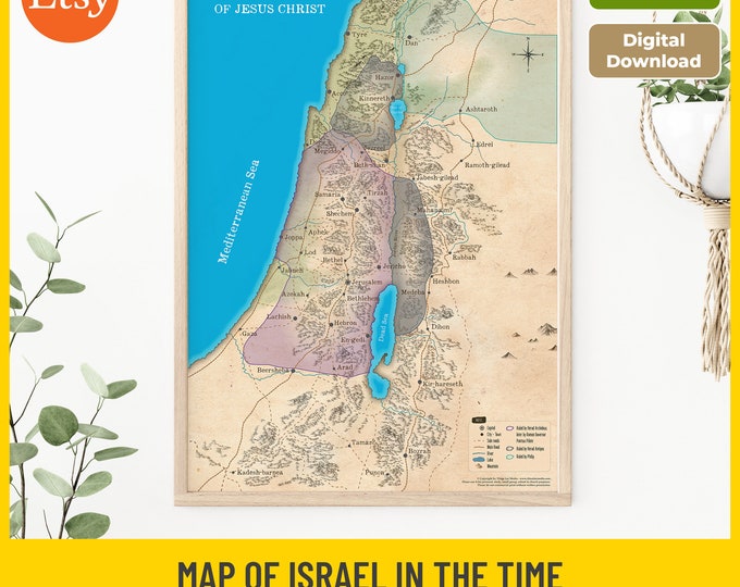 DIGITAL DOWNLOAD Map of Israel (the Holy Land in Jesus' Time) Holy Land ...