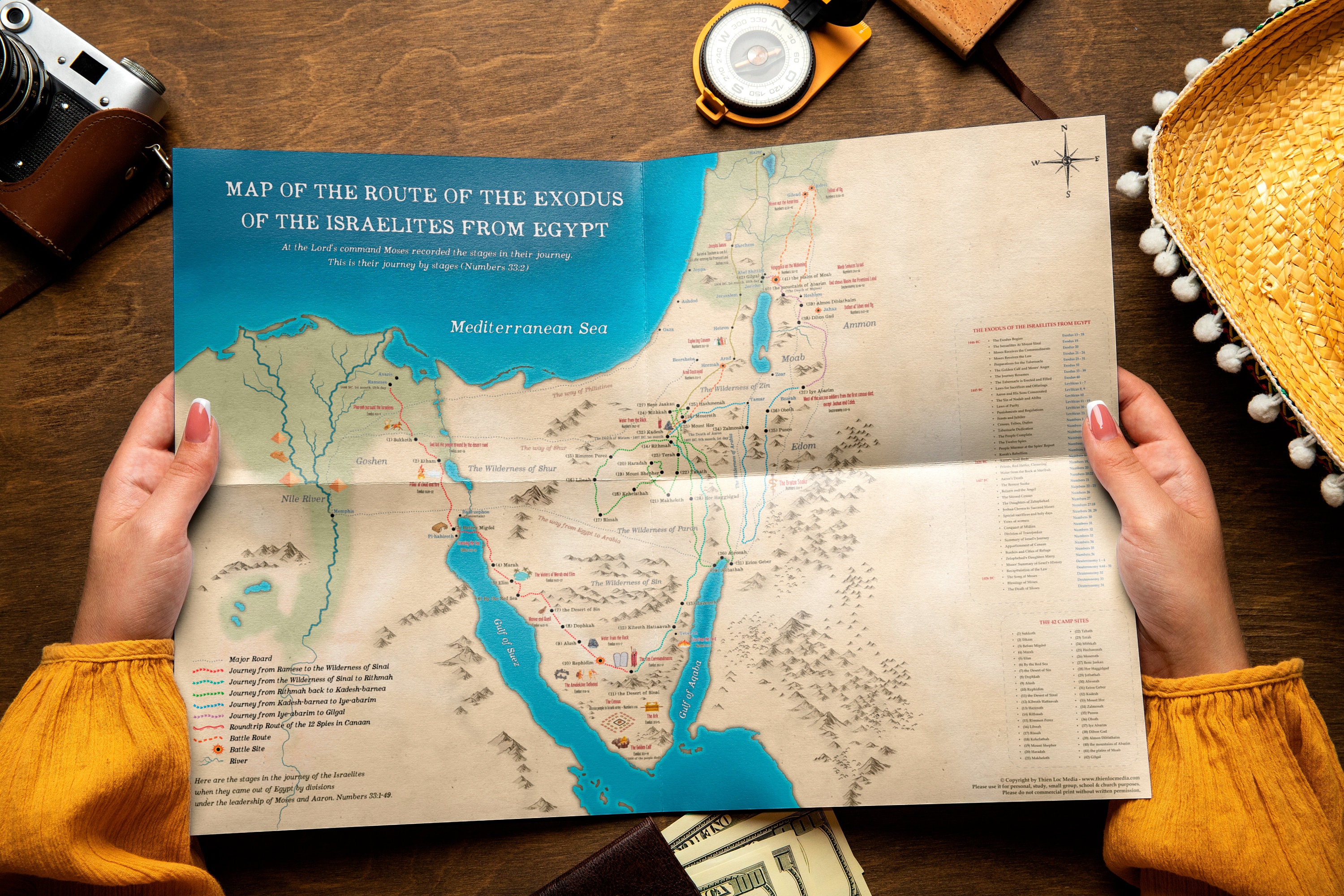 Map of the Route of the Exodus of the Israelites From Egypt - Etsy UK