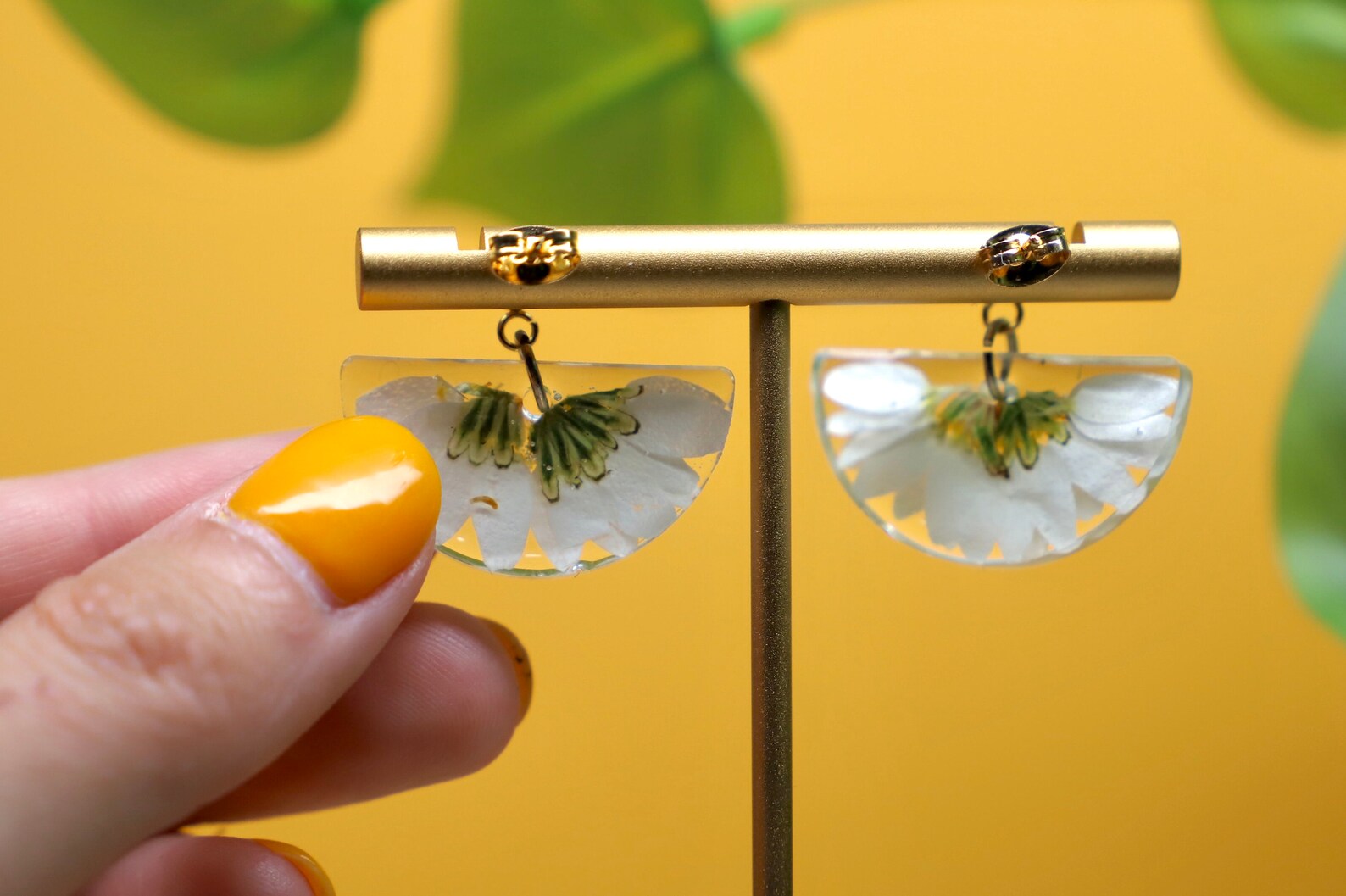 Half Daisy Dangles Real Pressed Daisy Earrings Gold Ball | Etsy