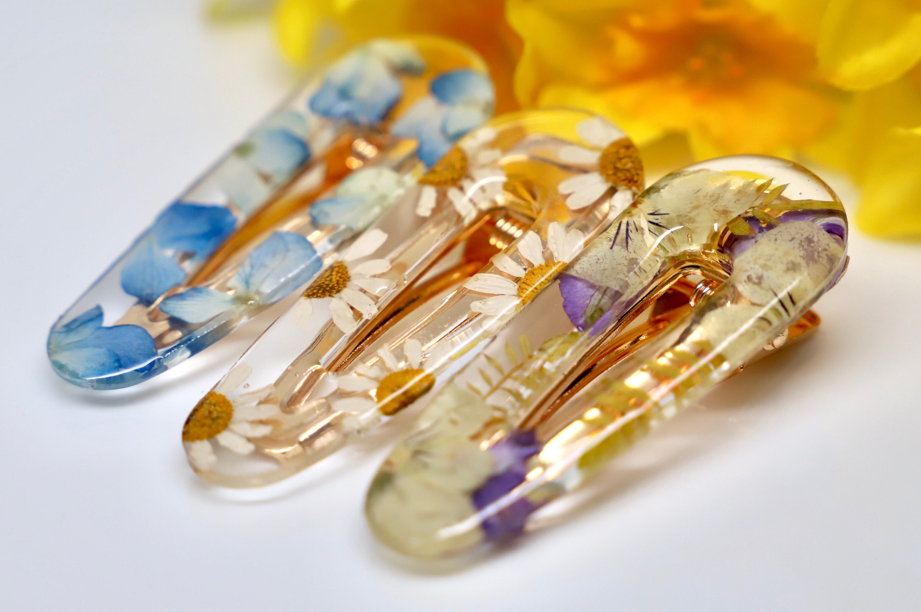 3 Pcs Real Pressed Flower Hair Clips Set of Three Floral | Etsy