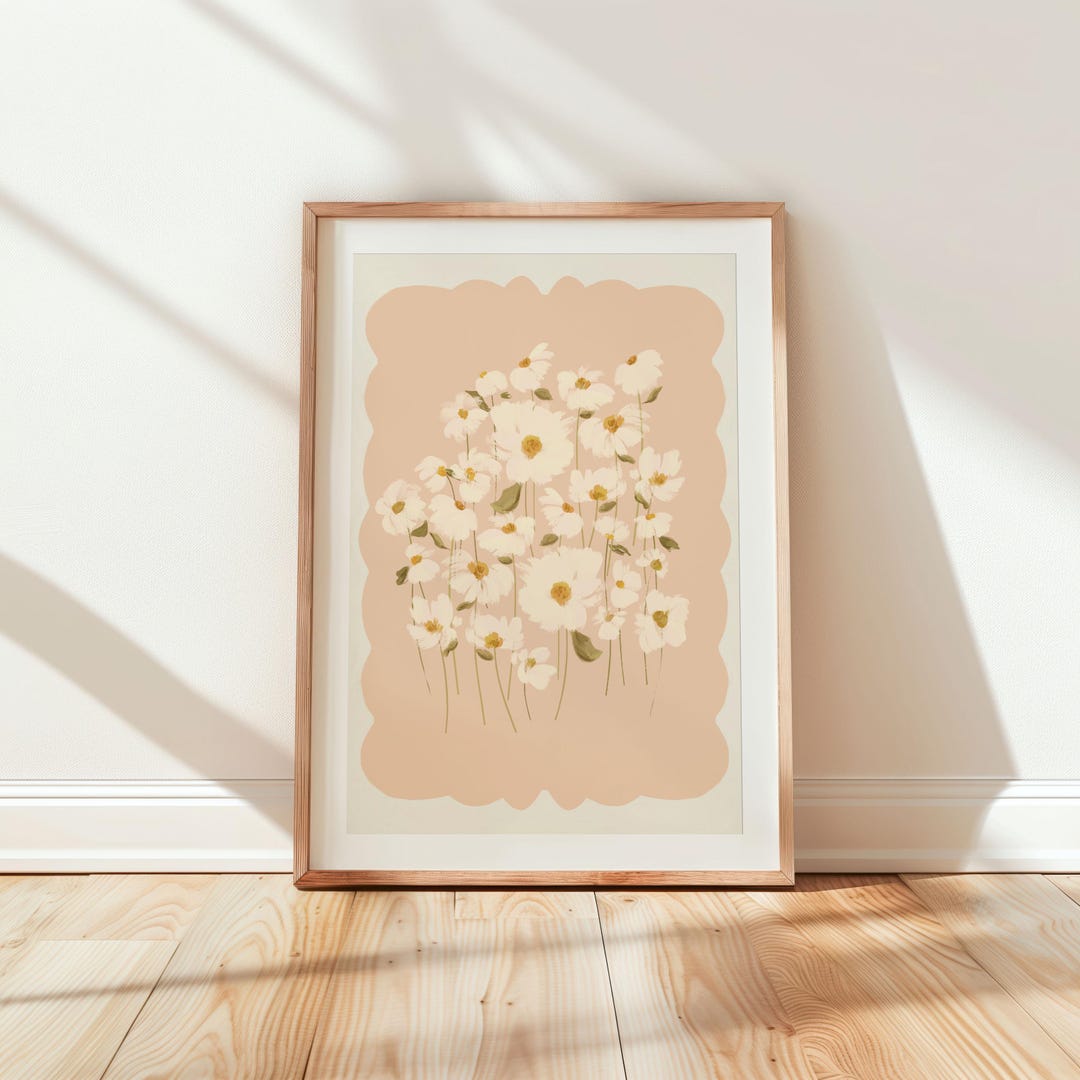 Daisy Wildflowers Art Print, Boho Floral Wall Art, Neutral Floral Home ...