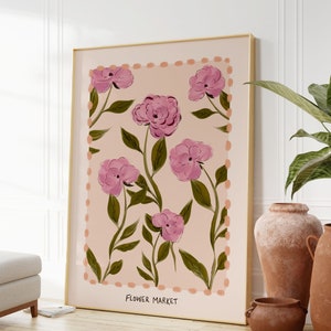 Flower Market Print, Floral Poster, Handdrawn Flower Market Poster ...