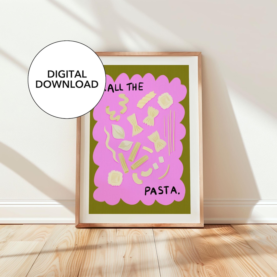 DIGITAL PRINT All the Pasta Print, Kitchen Wall Decor, Maximalist Home ...