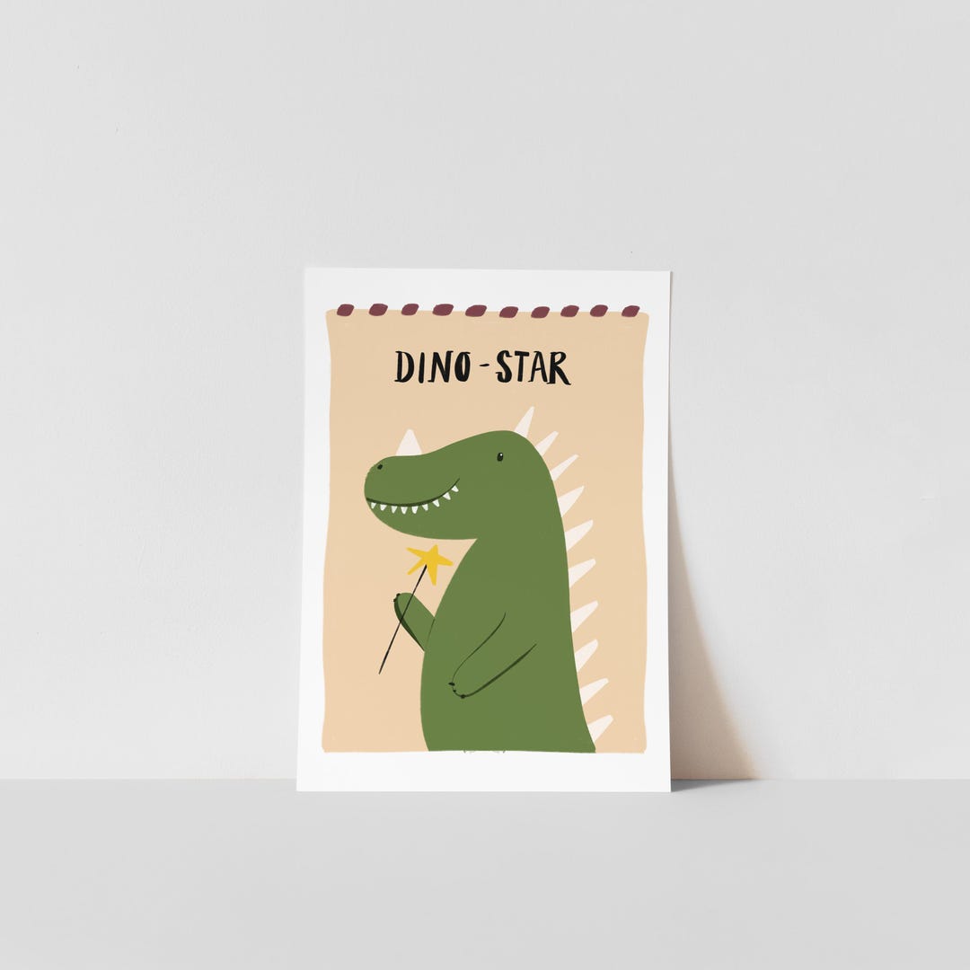 Dino-star Nursery Print: Kids Bedroom Dinosaur Wall Art - Etsy