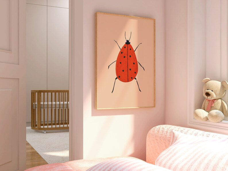 Ladybird Bug Print, Ladybird Art Print, Boho Insect Bug Print, Ladybug ...