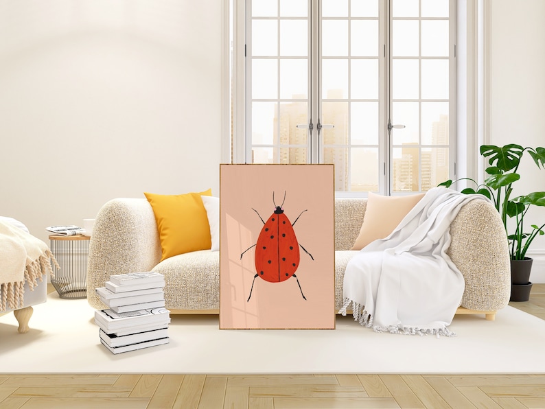 Ladybird Bug Print, Ladybird Art Print, Boho Insect Bug Print, Ladybug ...