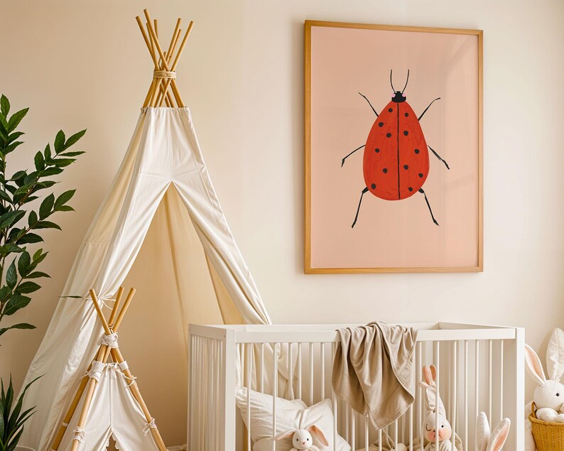 Ladybird Art Print, Boho Kids Nursery Decor - Etsy