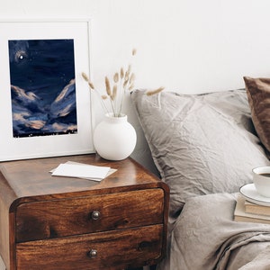 Navy Blue Night Sky Art Print, Dark Skies Illustration, A4 A3 A2 Navy ...