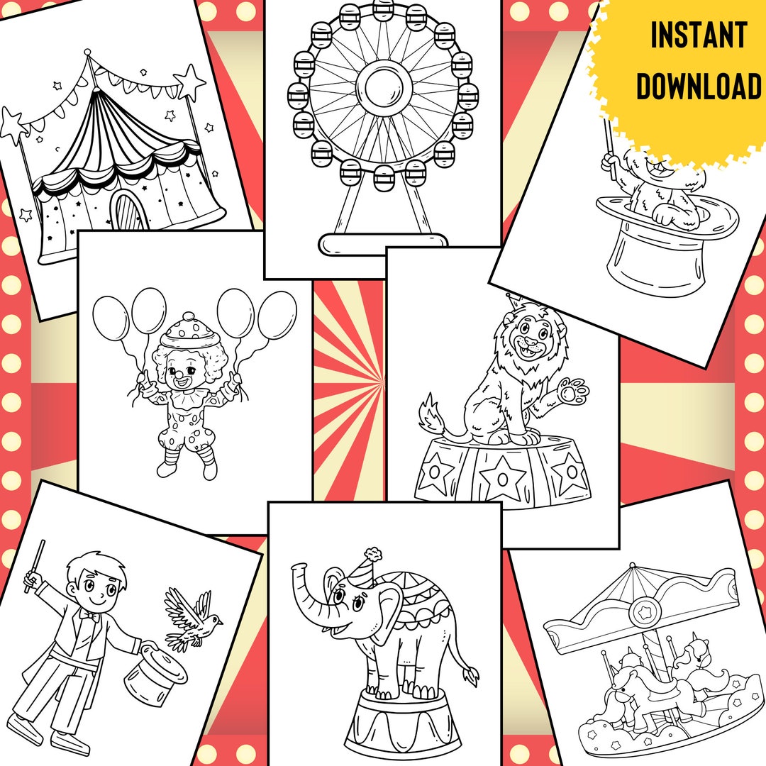 Carnival Circus Coloring Pages - Etsy